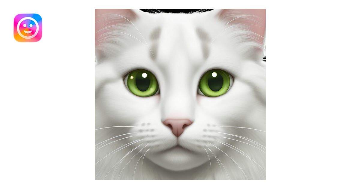 Fluffy white Turkish van cat with gray spot on forehead and green eyes ...