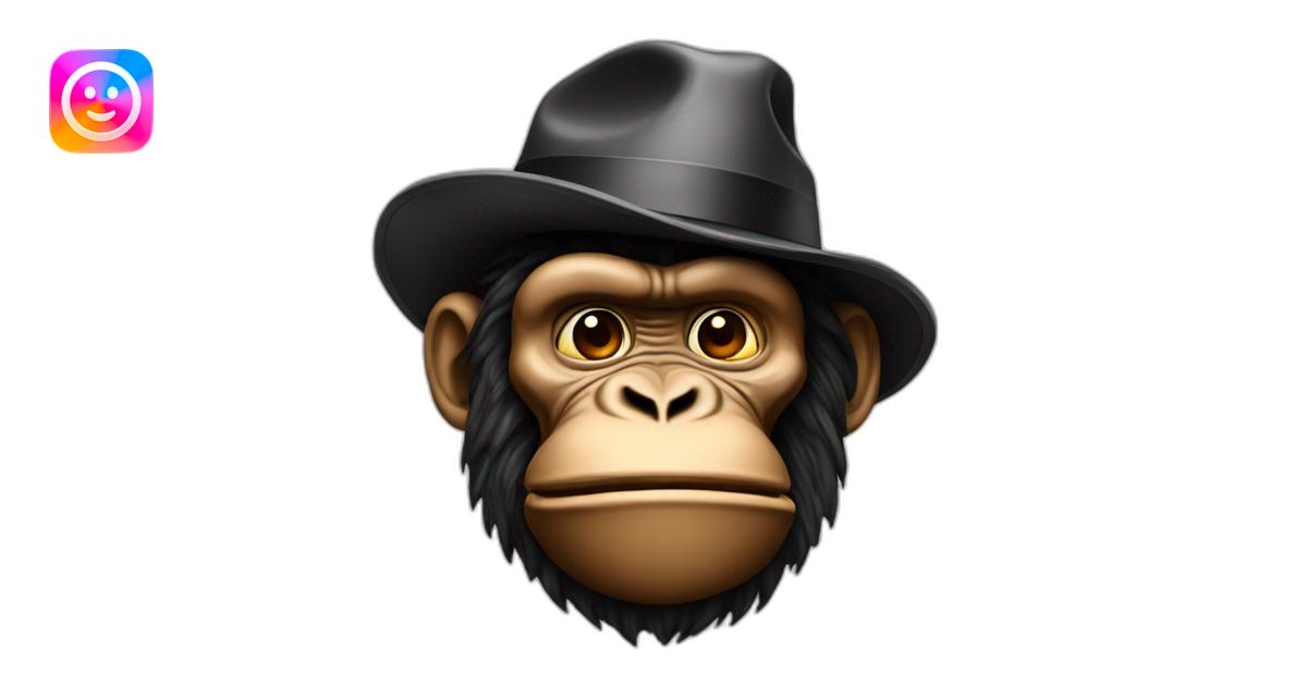 Create an emoji representing an ape with a hat and smoking a cigar ...