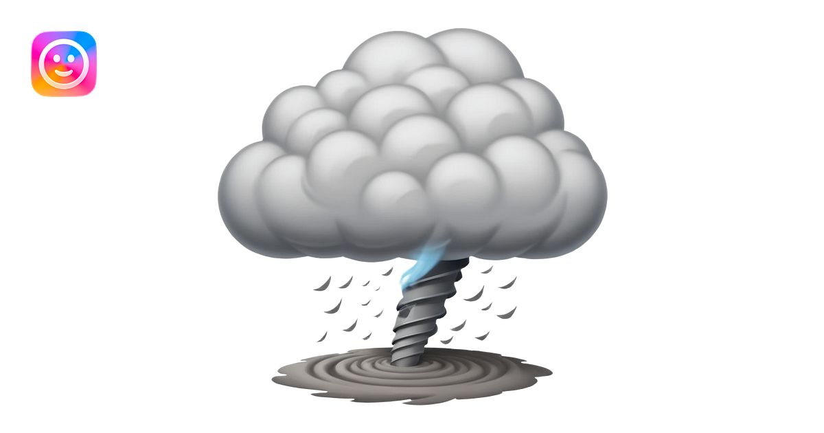 Spinning cloud with tornado on ground emoji | AI Emoji Generator