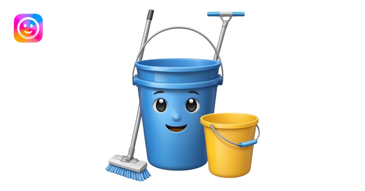 one bucket with cleaning equipment emoji | AI Emoji Generator