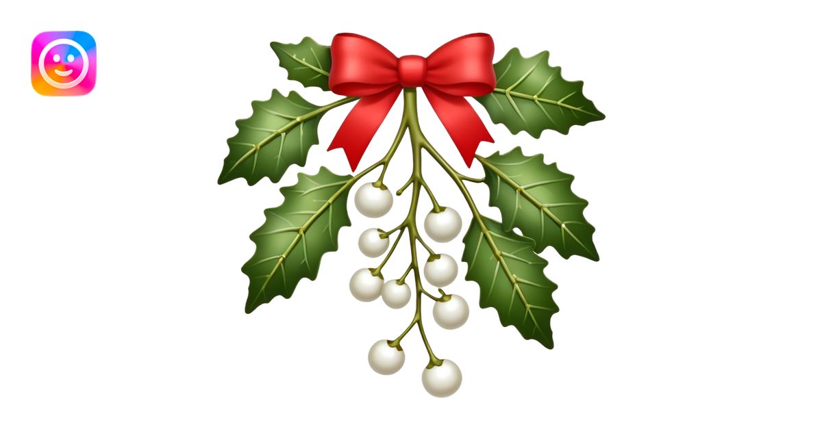 mistletoe with white berries and with red ribbon emoji | AI Emoji Generator