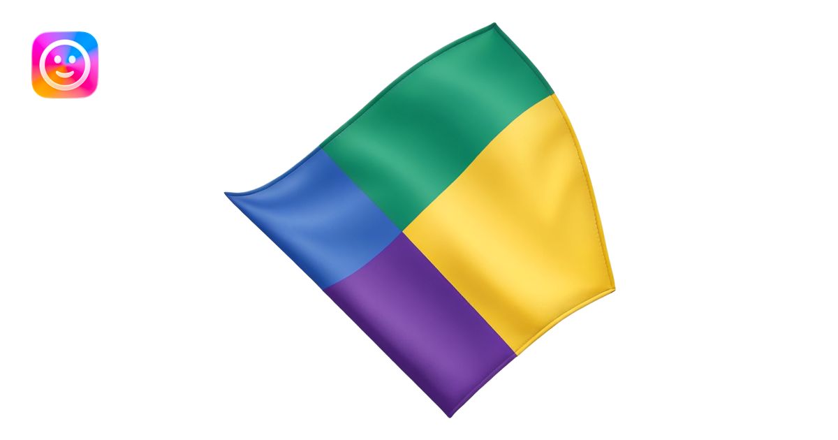 Bandera color azul amarillo morado y verde, seccionada en 4 partes ...