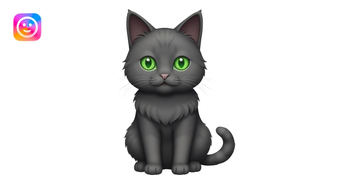 full body solid dark grey cat with green eyes and white paws emoji | AI ...