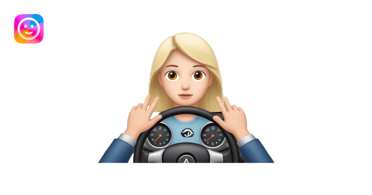 Crea un emoji con fondo transparente en PNG de una persona manejando un ...