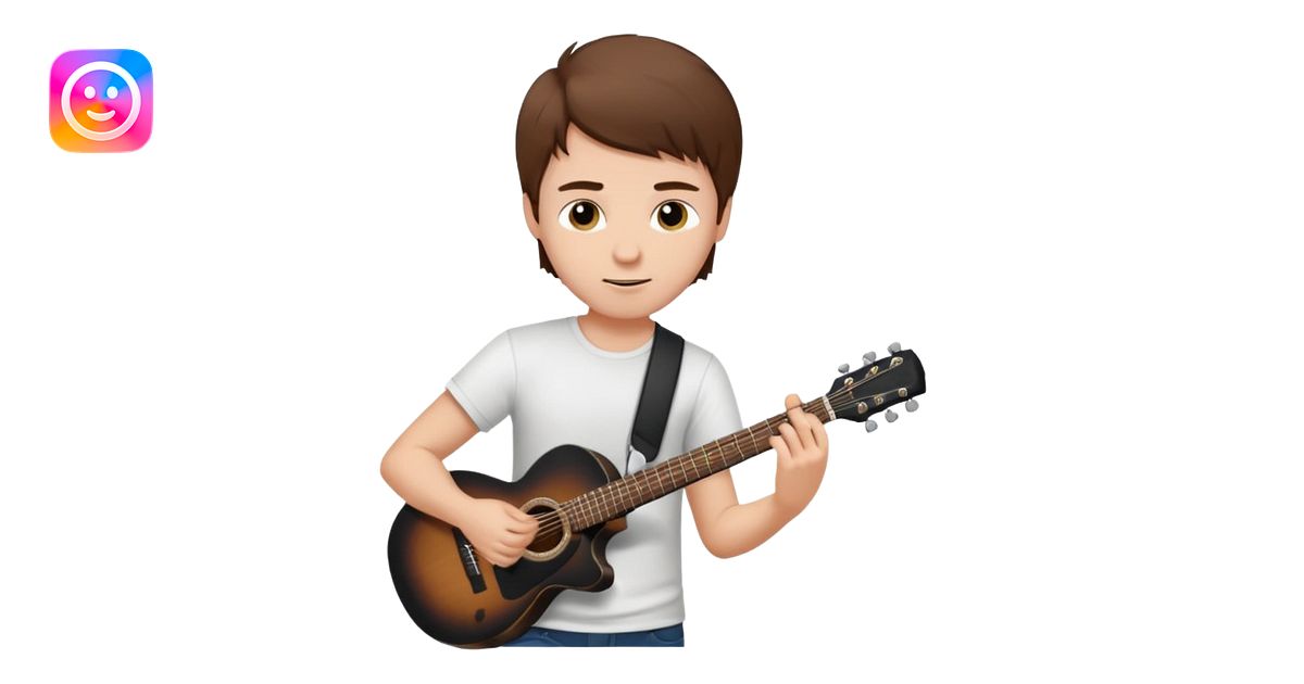 white Guy with brown hair playing a black coloured guitar emoji | AI ...