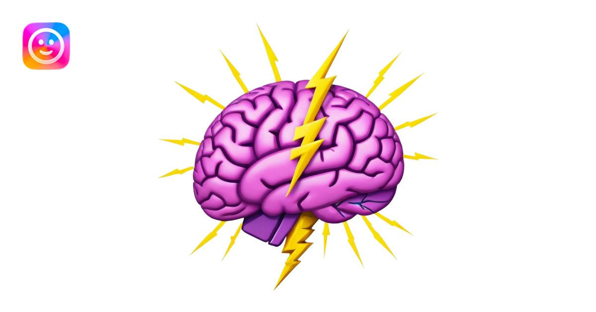 brain with a lightning bolt, bold colors emoji | AI Emoji Generator