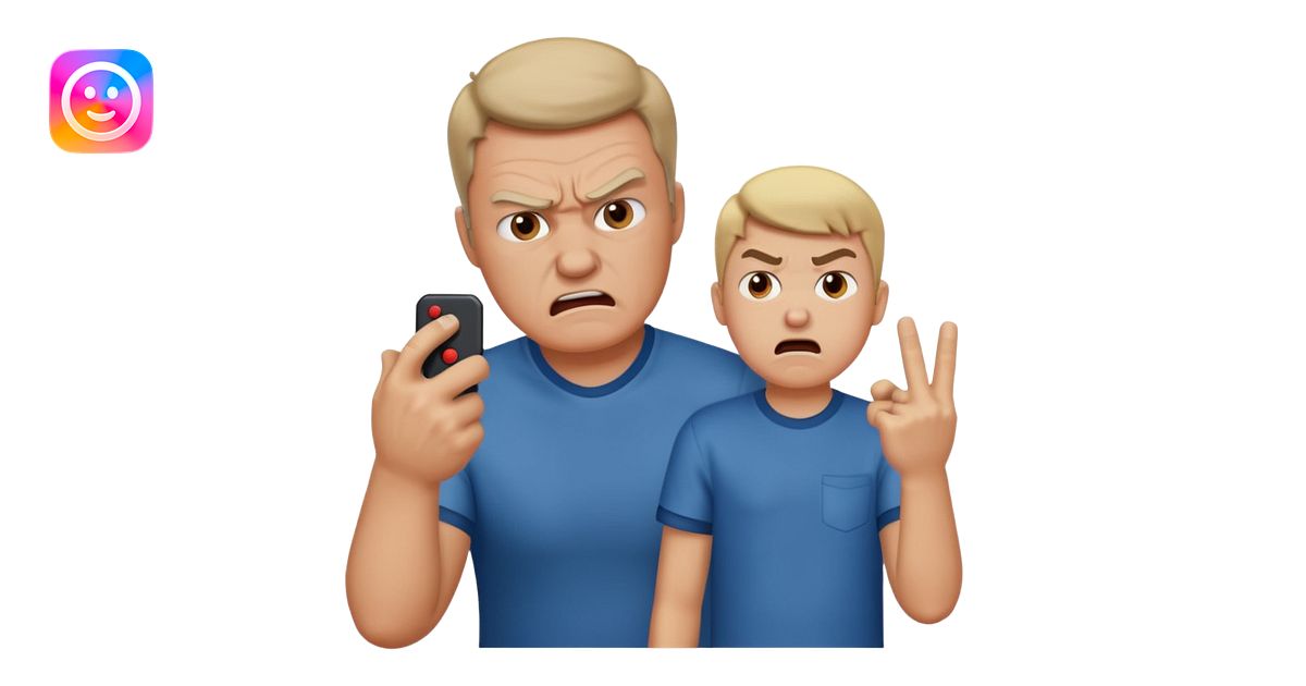 Dad scolding his son for playing video games emoji | AI Emoji Generator