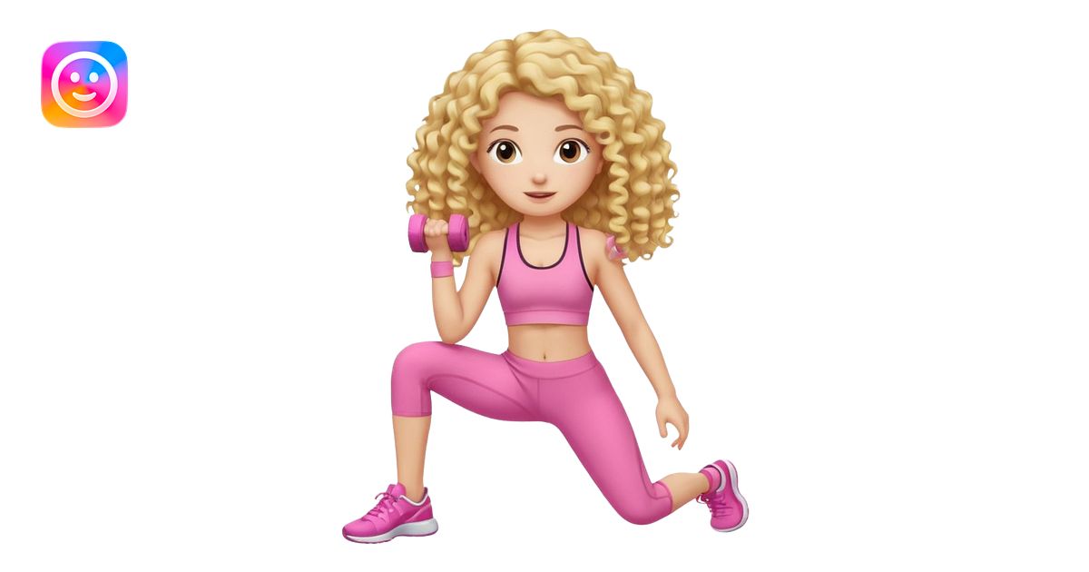 long hair curly blond haired girl DOING EXERCISE in a cute pink set ...