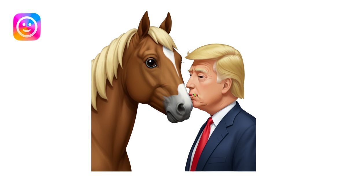 Donald trump and Jeffery Epstein kissing a horse named bubba emoji | AI ...
