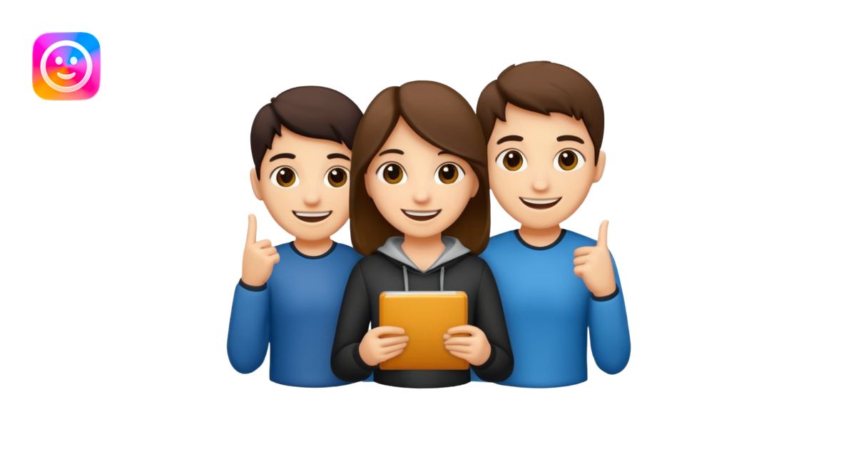 dos grupos de estudiantes cuerpo completo emoji | AI Emoji Generator