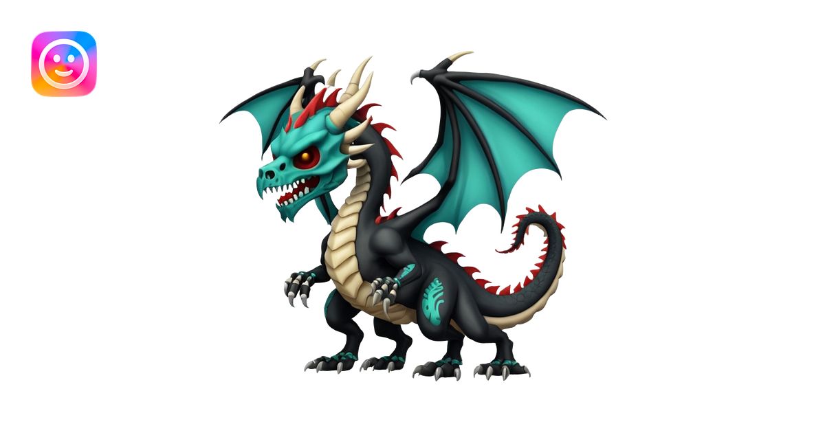 Skull-masked dragon, full body emoji | AI Emoji Generator