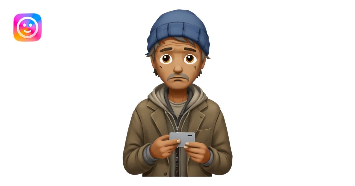 a homeless guy begging for money but with a card reader instead emoji ...