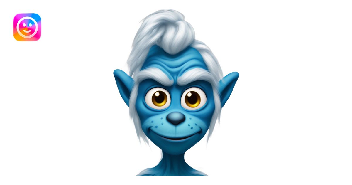 Blue grinch with a side eye expression emoji | AI Emoji Generator