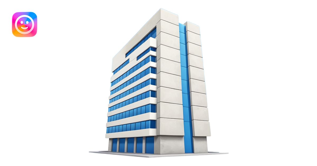 blue and white building from an up left angle emoji | AI Emoji Generator
