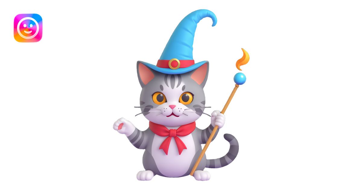 cat magician conjuring a spiral, 3d emoji style emoji | AI Emoji Generator