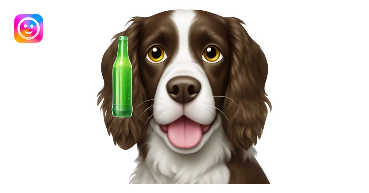 Springer spaniel with a green drink emoji | AI Emoji Generator