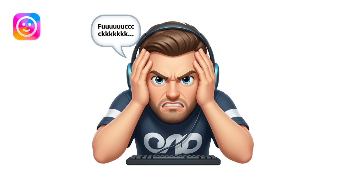 “Fuuuuuccccckkkkkk….” speech bubble with angry gamer man light skin ...