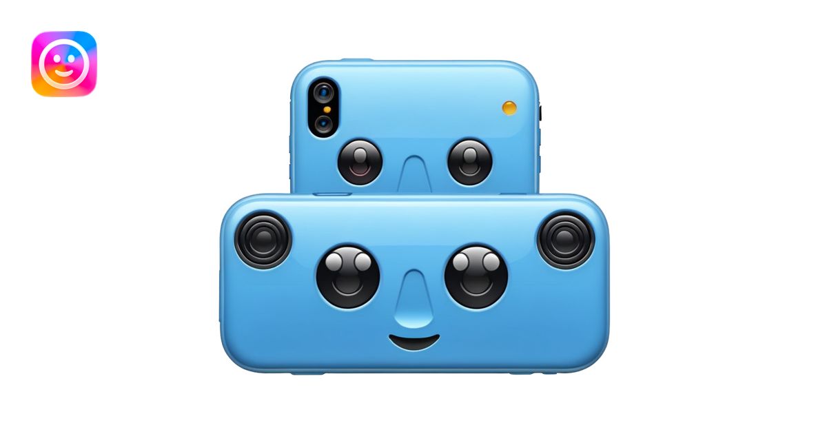 blue iPhone 16 with two cameras, emoji style emoji | AI Emoji Generator