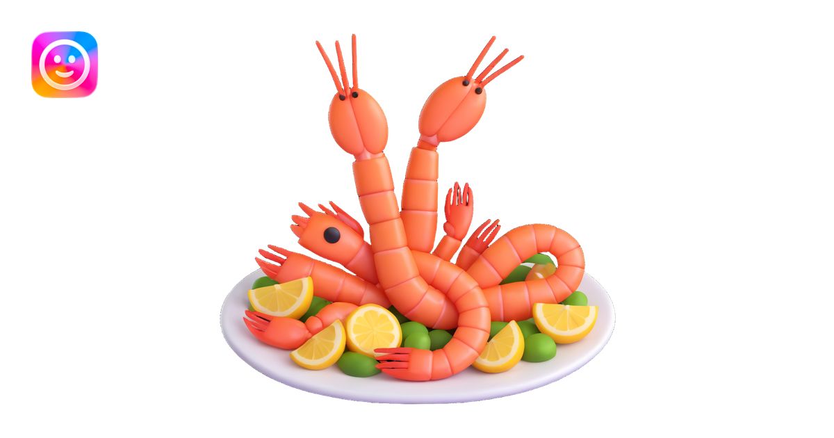 realistic cooked shrimp, 3D emoji style emoji | AI Emoji Generator