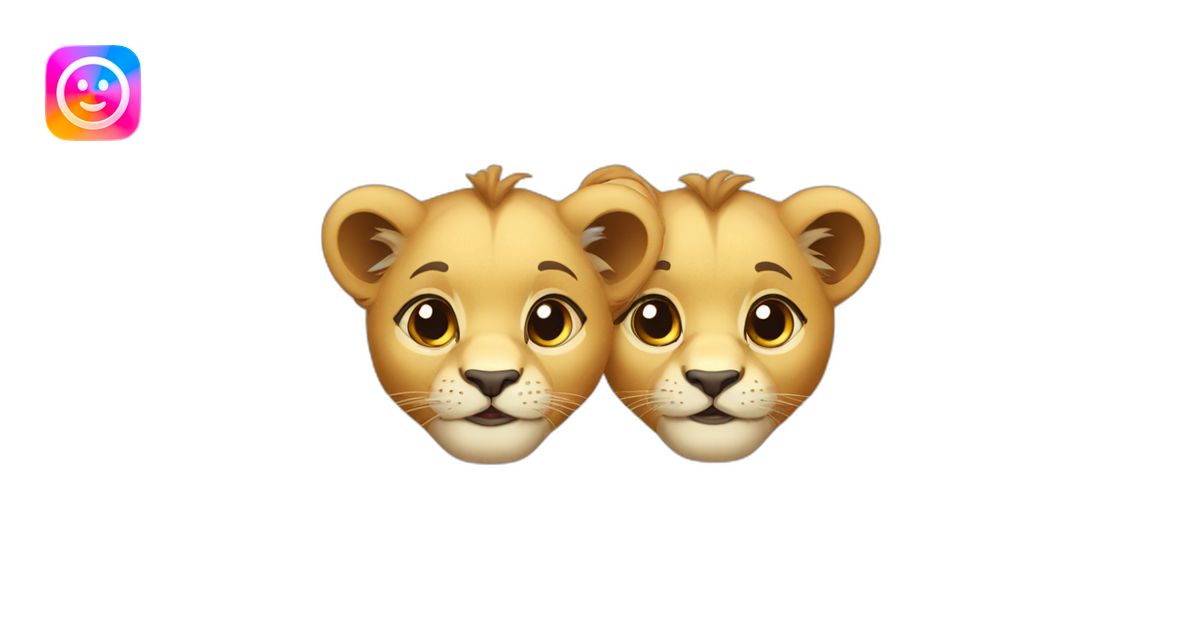 Two cute lion cubs emoji | AI Emoji Generator