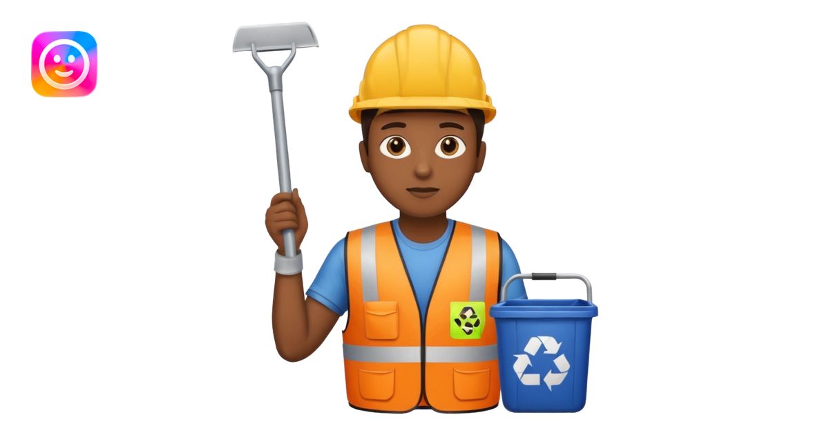 Waste Management, safety vest, trash picker emoji | AI Emoji Generator