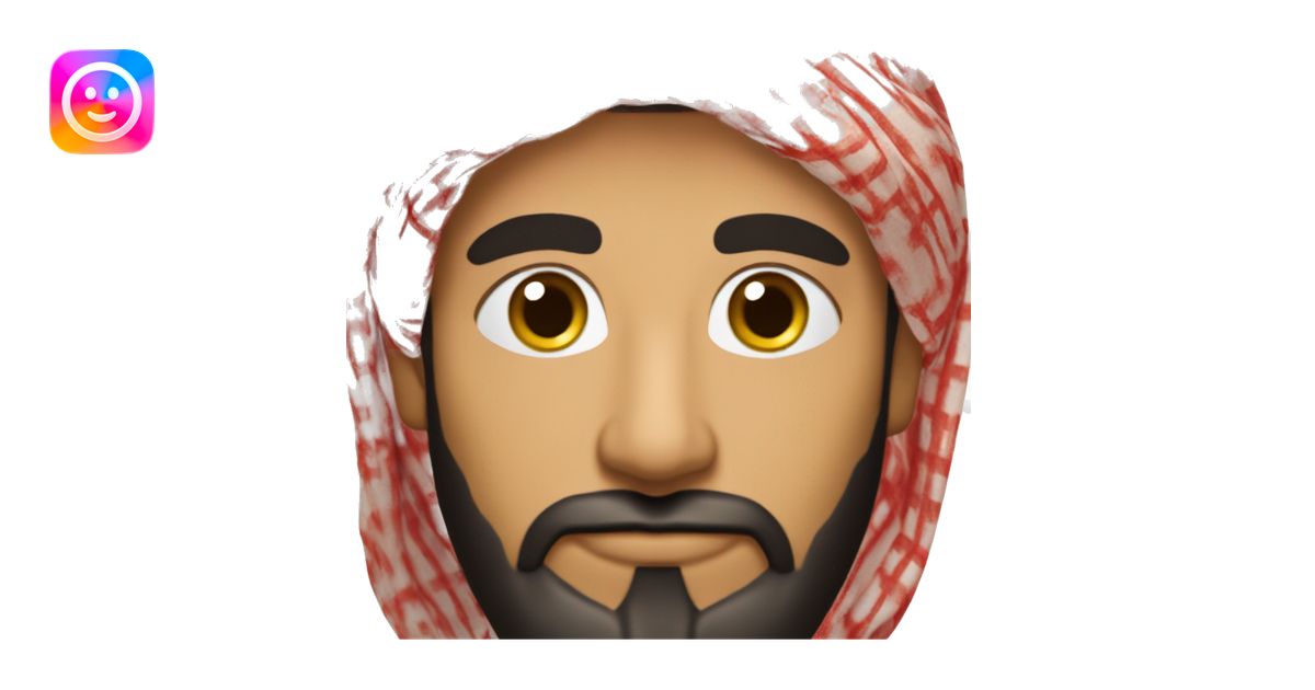 A Saudi man with wheat-colored skin, wearing a red shemagh and black ...