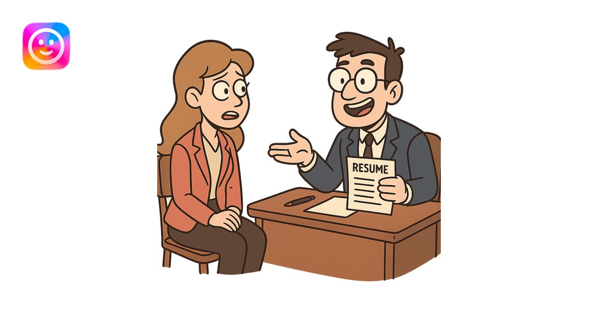 two people in a job interview, cartoon style illustration illustration ...