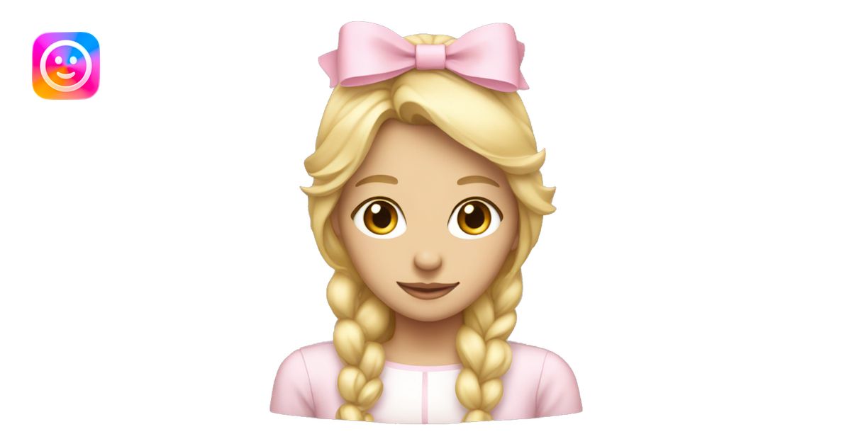 blonde girl from behind with light pink bow emoji | AI Emoji Generator