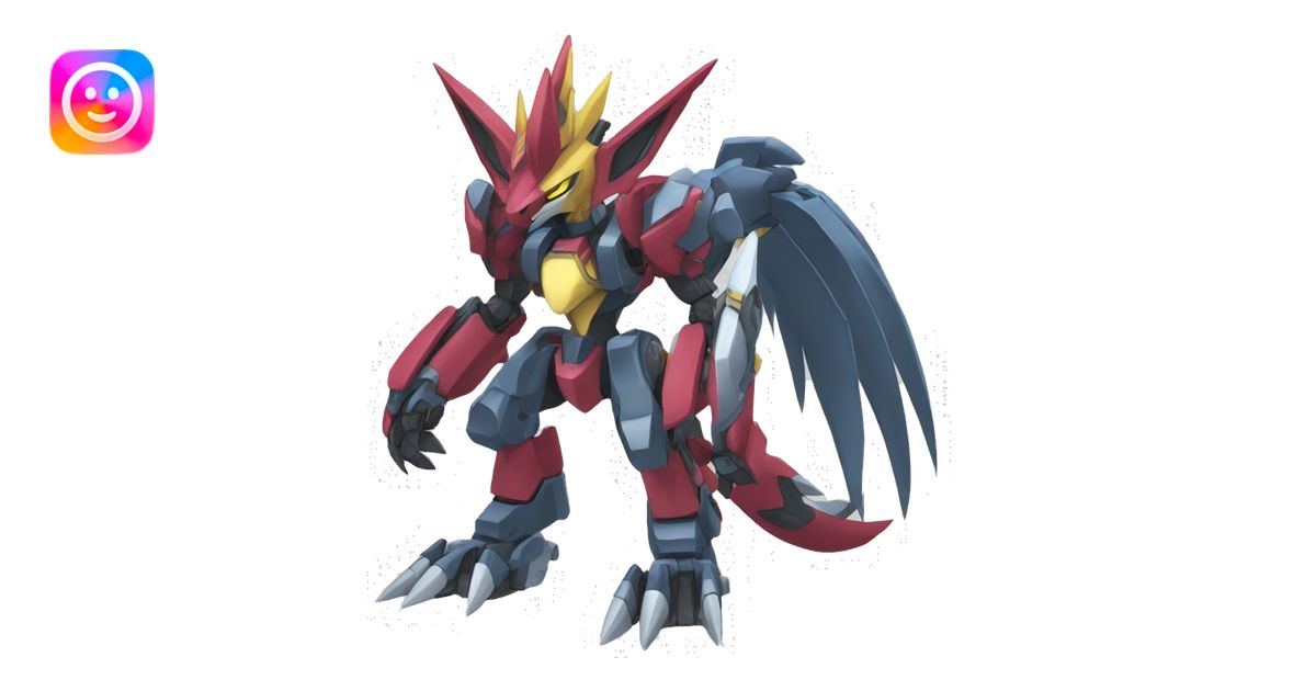 Zeraora-Zoroark-medabot-Mecha full body emoji | AI Emoji Generator