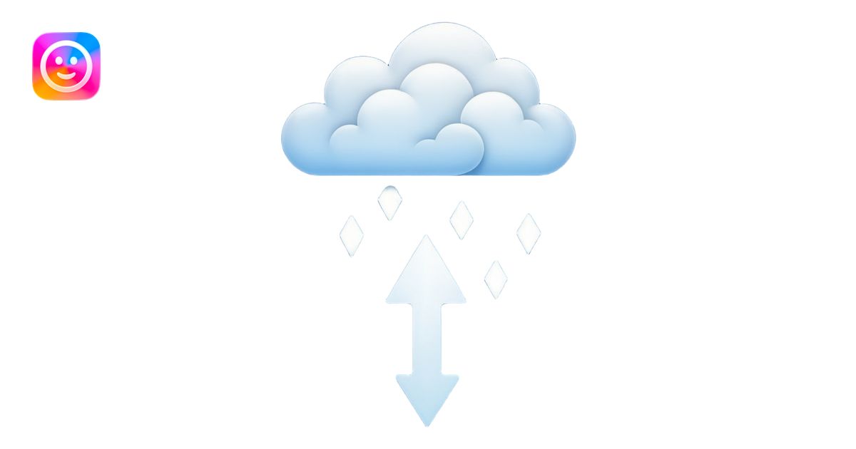 Abstract minimalist emoji showing a downward fading arrow dissolving ...