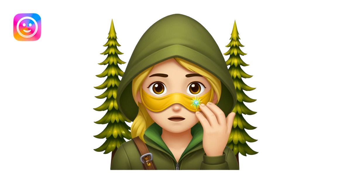 forest rogue rubbing eyes with pollen sparkles emoji | AI Emoji Generator
