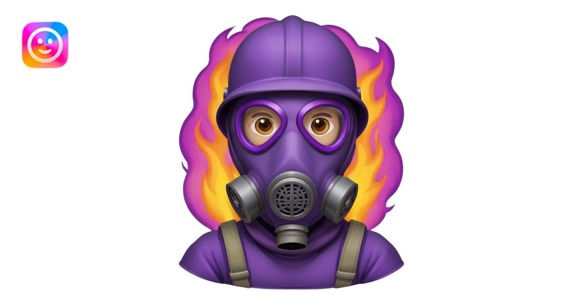 gas mask guy in purple fire emoji | AI Emoji Generator