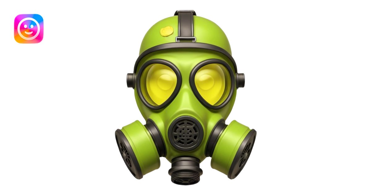 3D render of Gas Mask, toxic waste aesthetic, neon green bubbling ...