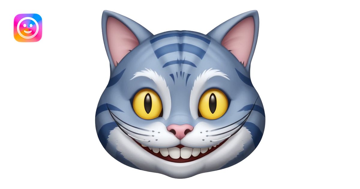Chat de cheshire gris a rayure bleu emoji | AI Emoji Generator