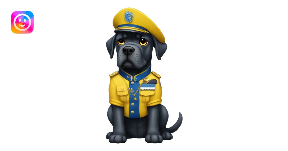 A Cane Corso dressed as a blue and yellow commando uniform. emoji | AI ...