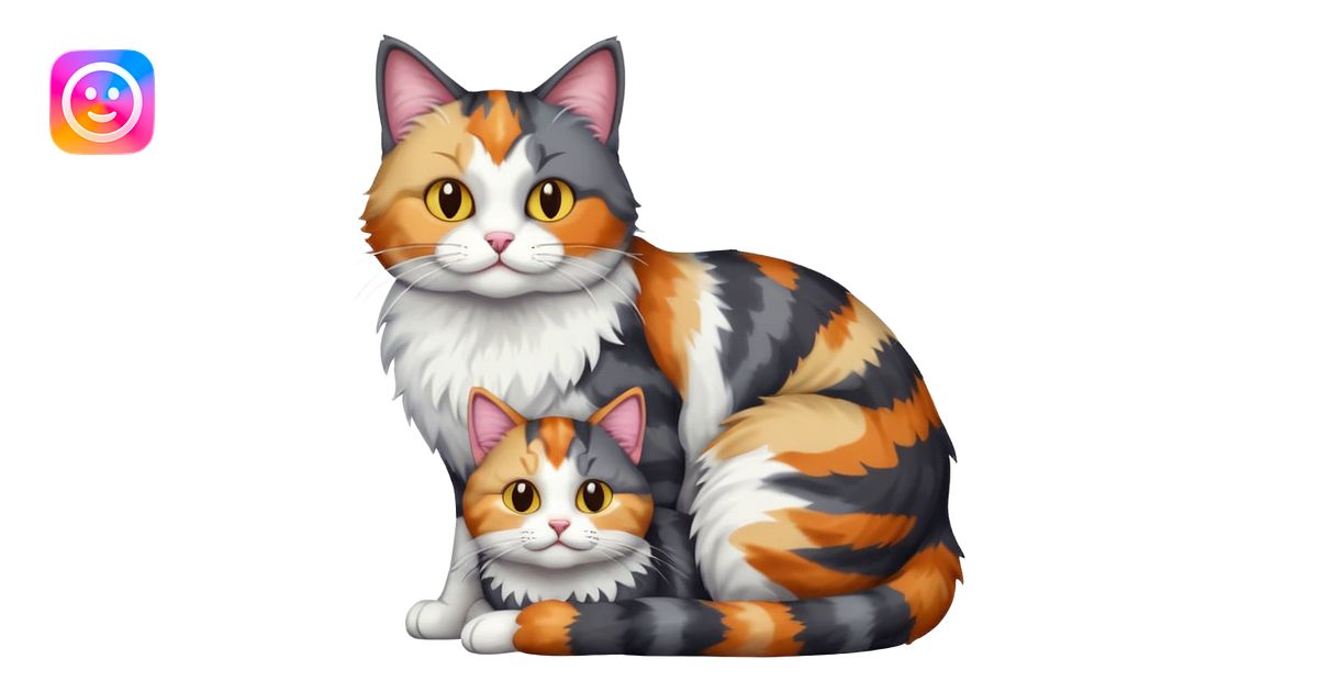 full body colourful light patched calico + white tabby cat cuddling a ...