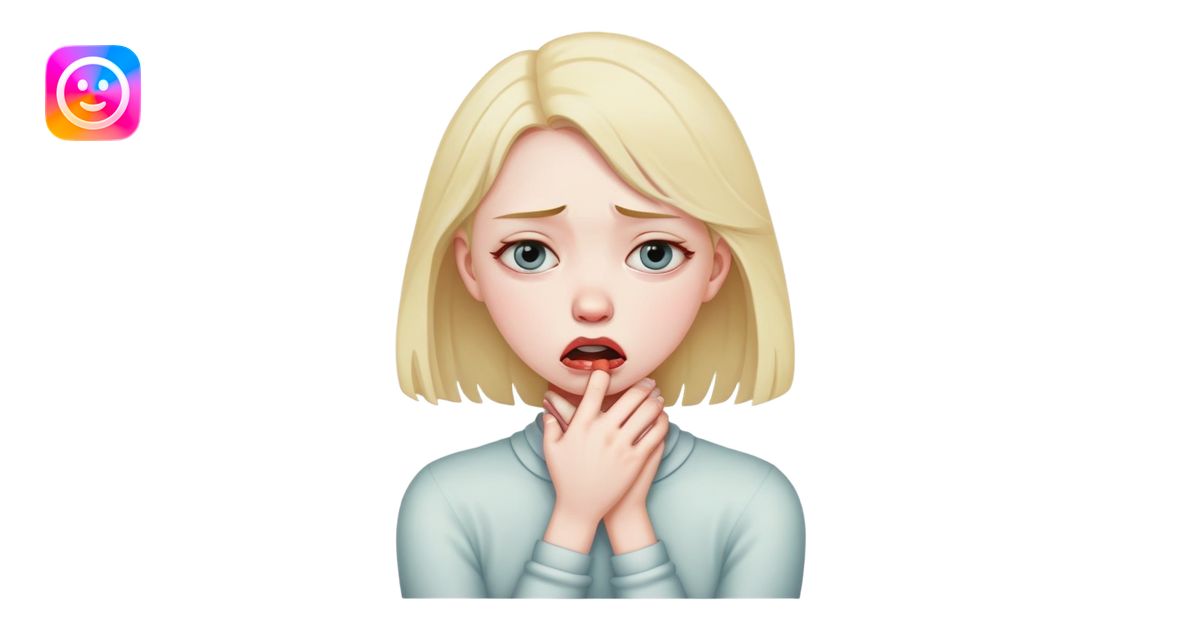 Girl choking herself emote emoji | AI Emoji Generator