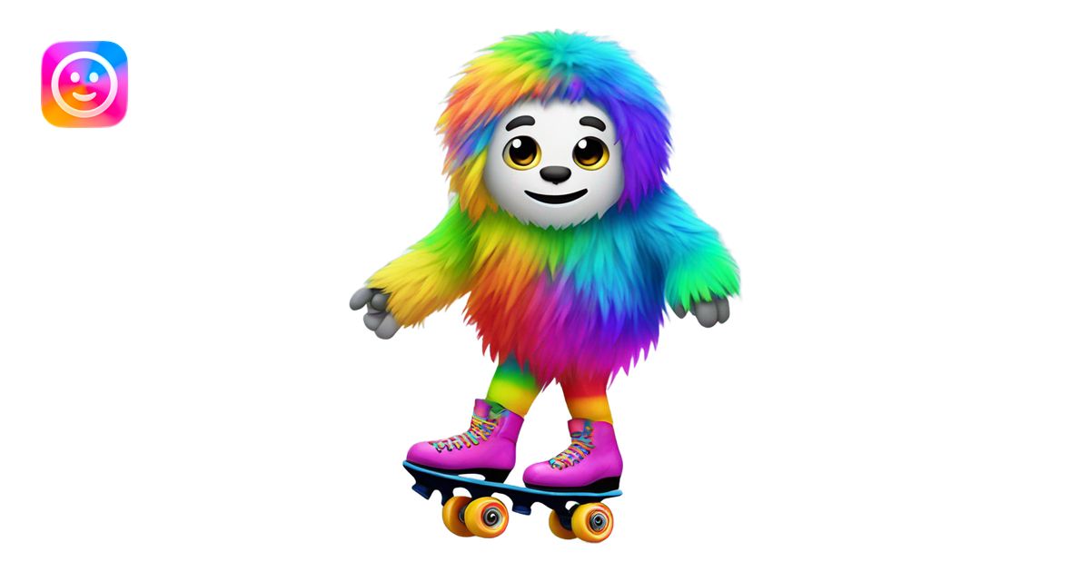 a skating rainbow yeti emoji | AI Emoji Generator