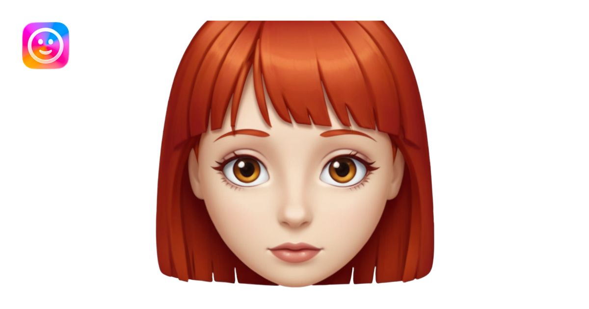 Uma menina de franja cabelos vermelhos e olhos de mel emoji | AI Emoji ...