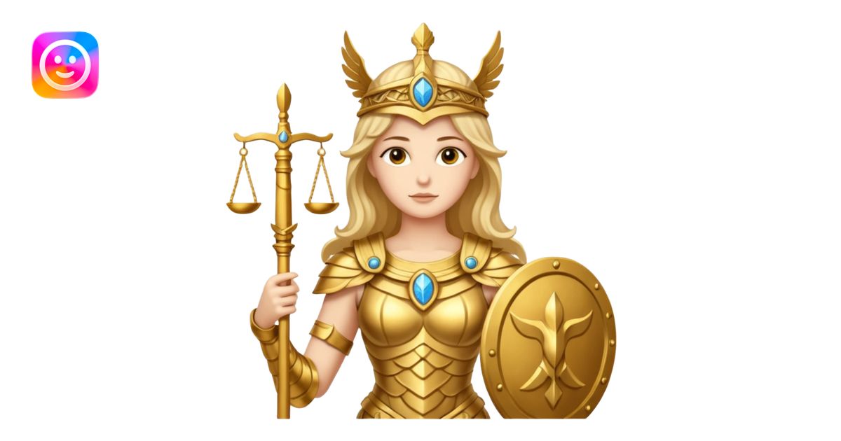 athena goddess, with scales of justice emoji | AI Emoji Generator