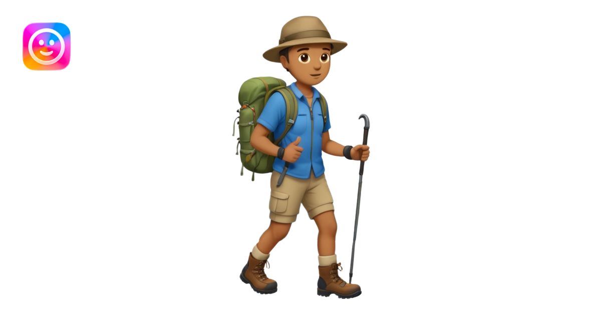 memoji face iphone: men, a solo hiker emoji | AI Emoji Generator
