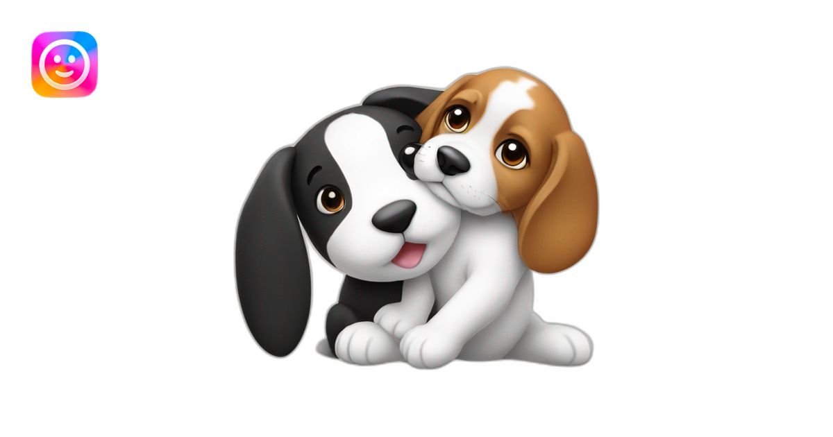 White and Black rabbit with beagle giving a hug emoji | AI Emoji Generator