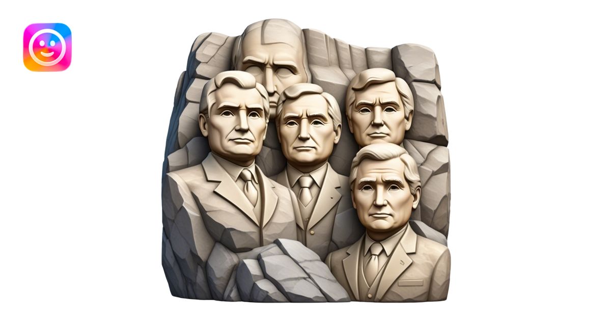 Cinematic Realistic Mount Rushmore Landmark Emoji, featuring the carved ...
