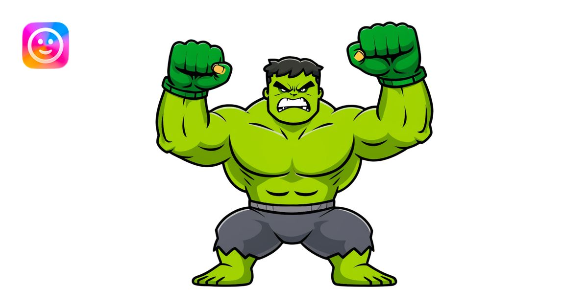 Hulk smashing with fists raised, green muscular superhero breaking ...