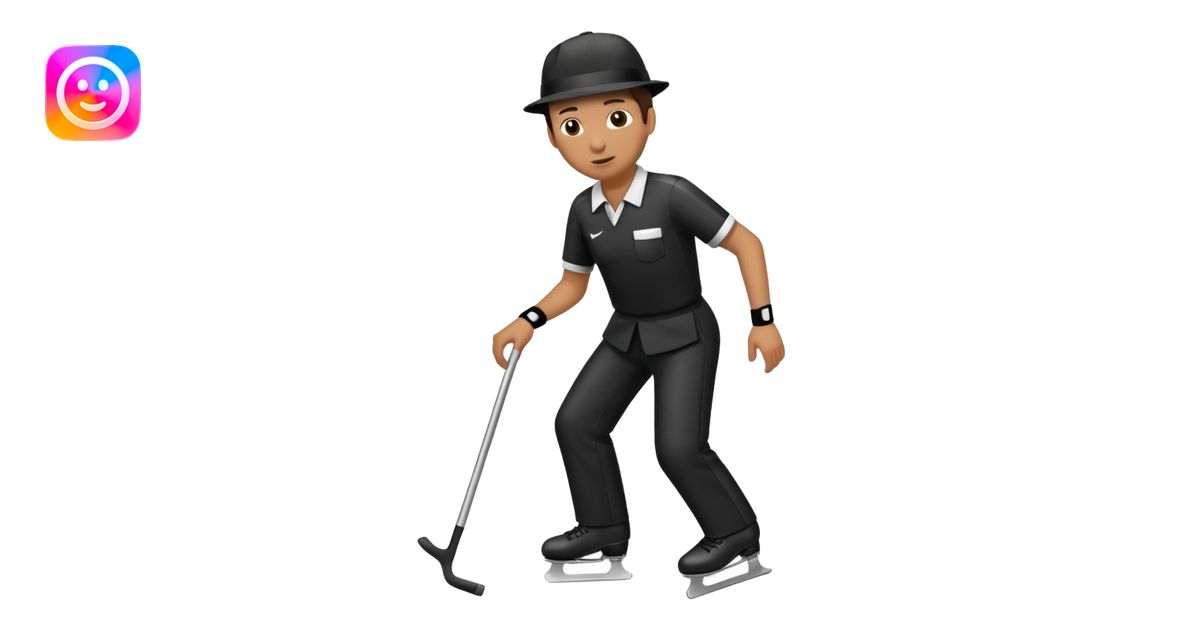 Blind referee skating with a blind person’s cane emoji | AI Emoji Generator