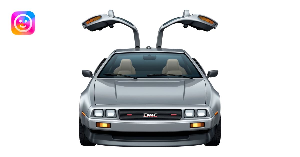Silver DMC 12 Delorean emoji | AI Emoji Generator