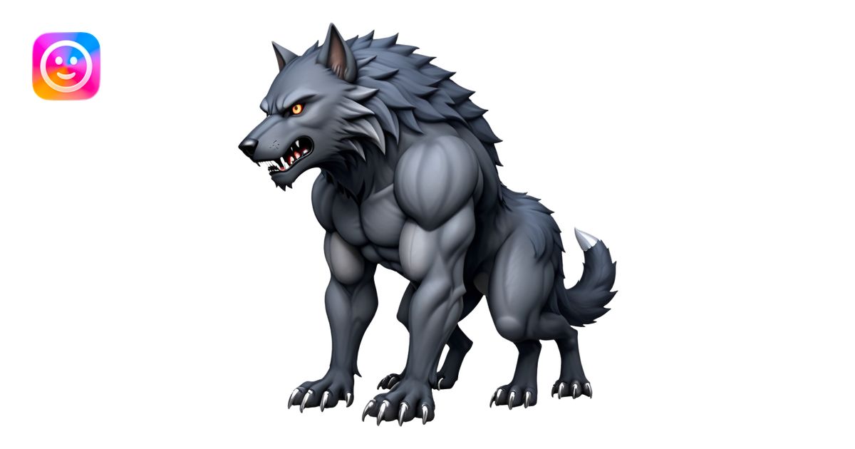 cinematic-noble-fierce-werewolf-full body on all fours-emoji, poised ...