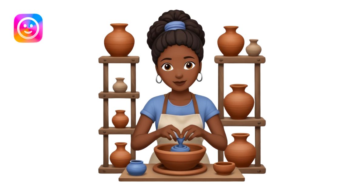 Pottery Wheel Artist black woman emoji | AI Emoji Generator