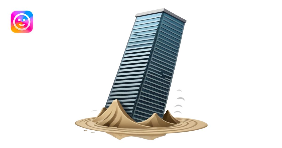 Skyscraper collapsing on quicksand emoji | AI Emoji Generator