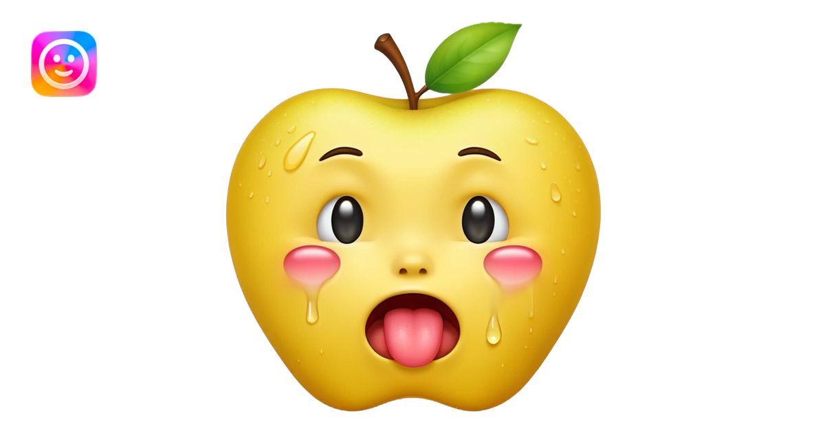 regular yellow apple emoji but it’s crying streams of tears and has its ...